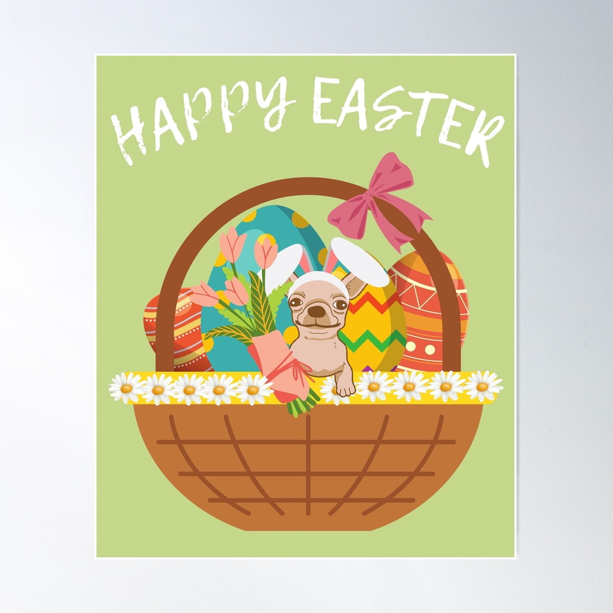 Easter Chihuahua Puppy With Easter Basket Poster Wall Art, Modern Wall ...