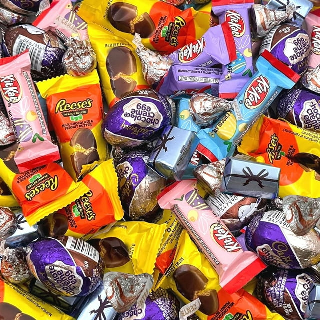 Easter Chocolate Candy Assortment HERSHEY'S KISSES, NUGGETS, Peanut Butter Eggs, Bulk Pack 3 ...