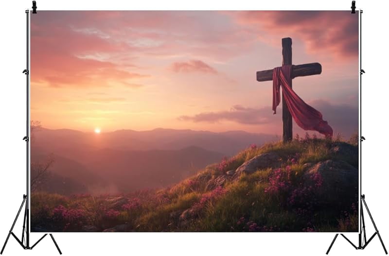 Easter Christian Cross Backdrop He is Risen Easter Jesus Resurrection ...