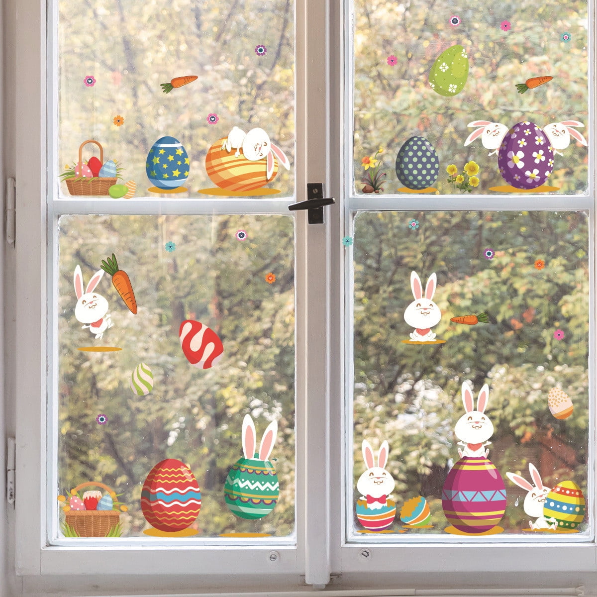Easter Clearance 2024! CWCWFHZH Easter Window Clings, 9 Sheets Happy ...