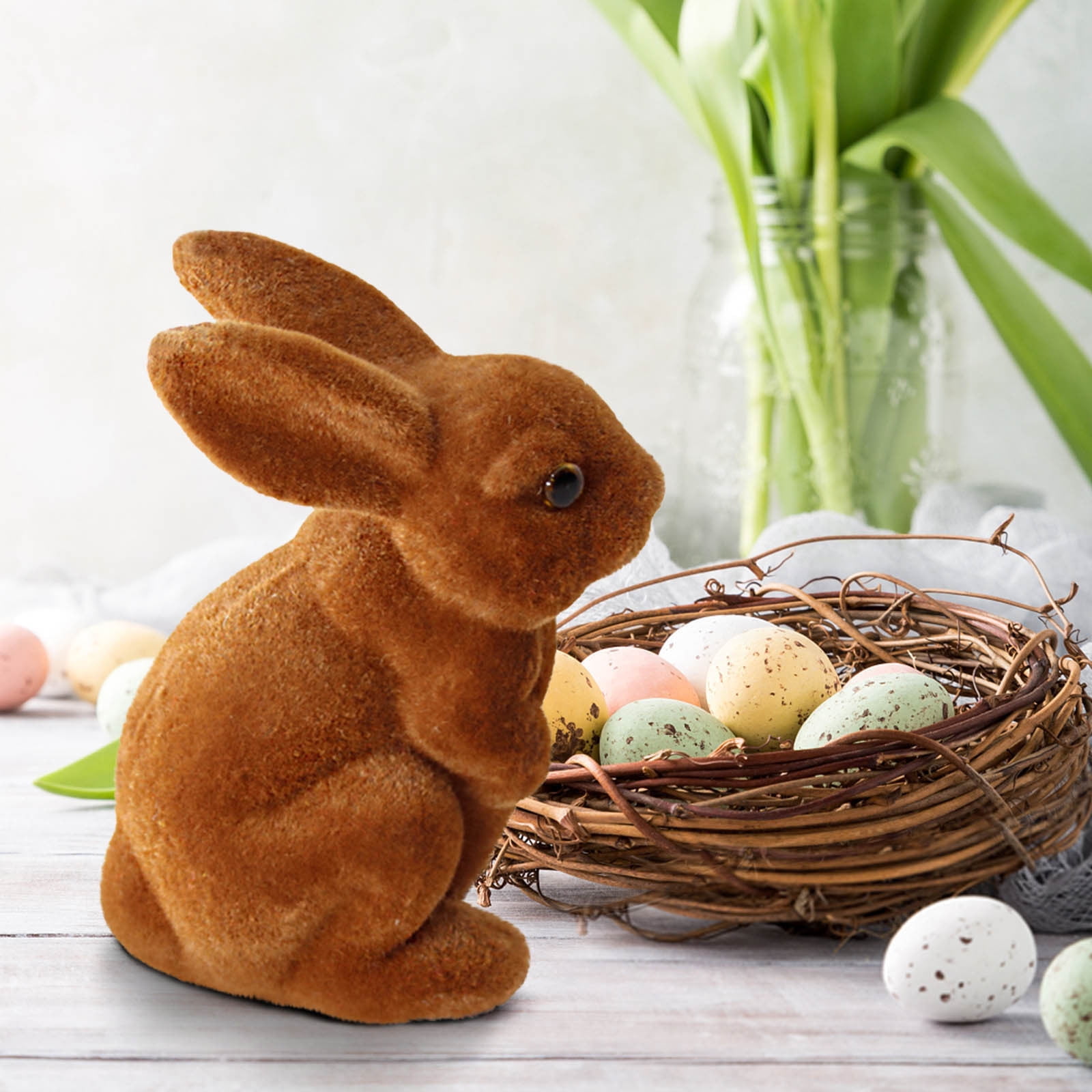 Easter Clearance 2024! CWCWFHZH Grass Rabbit Easter Furry Flocked Bunny ...