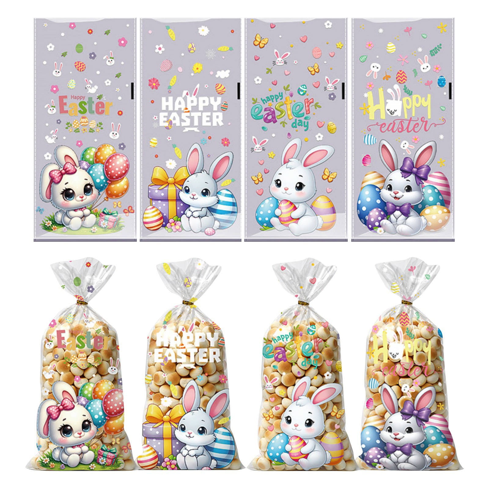 Easter Clearance 50 Pcs Easter Candy Packaging Bags Easter Bags Happy ...