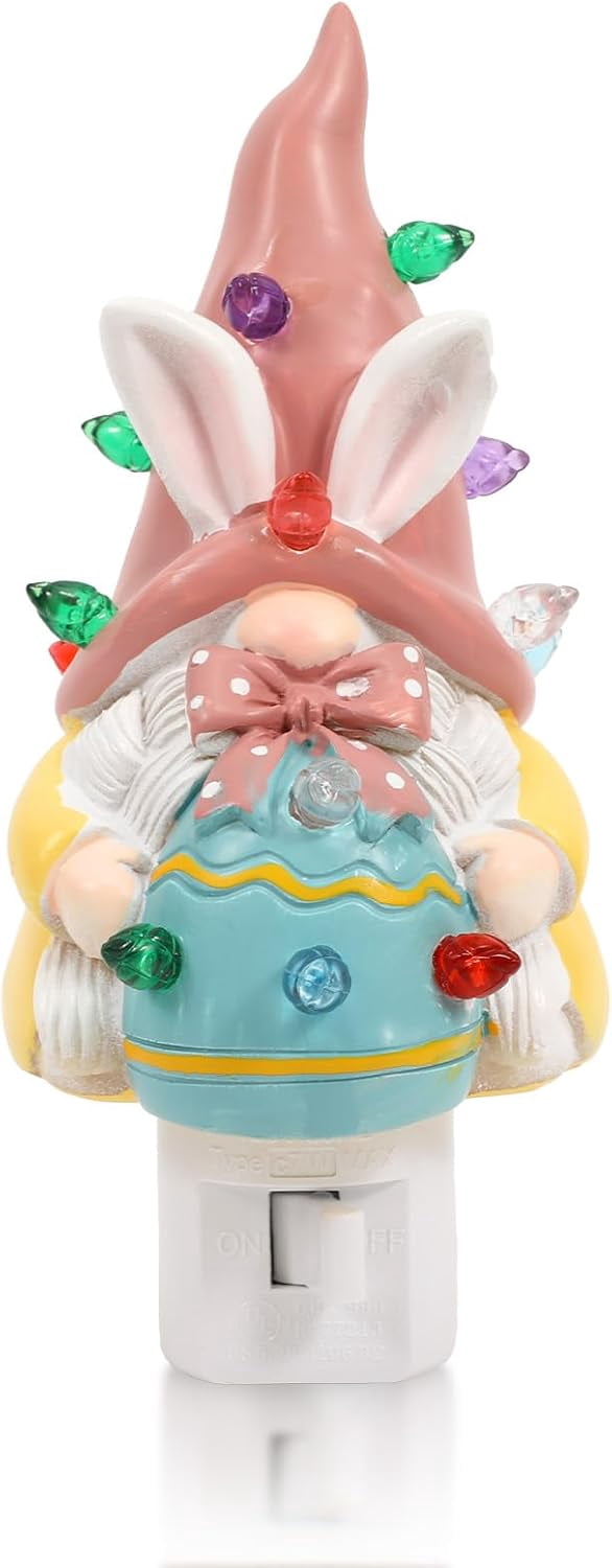 Easter Clearance! Easter Pink Gnome Tree Night Light, Gnome Night Light ...