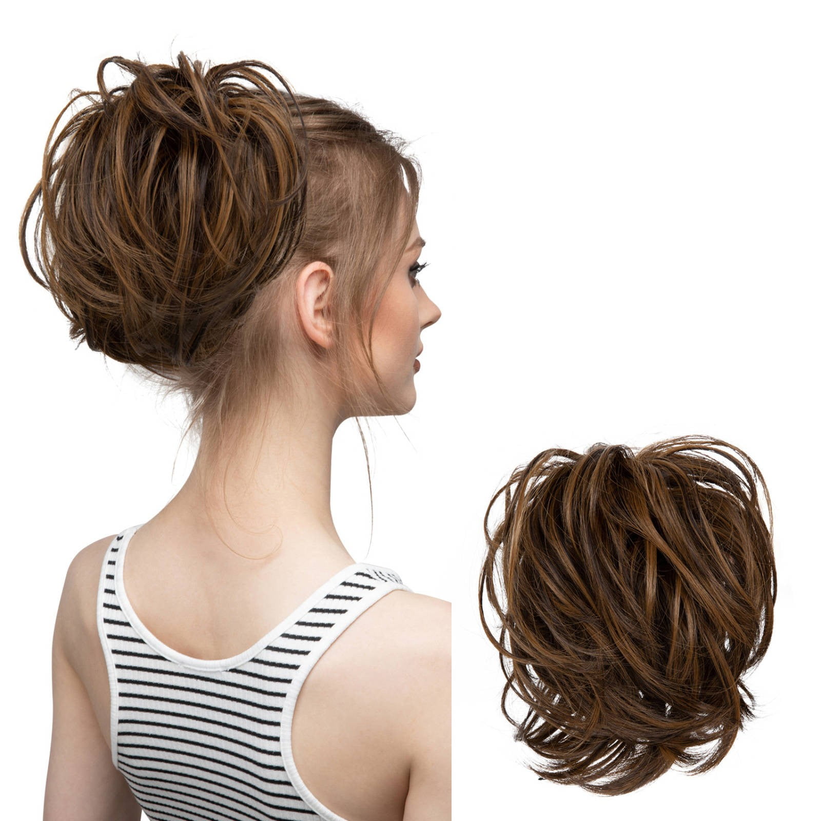 Easter Lace Front Wigs Human Hair Messy Hair Bun Hair Pieces Curly ...