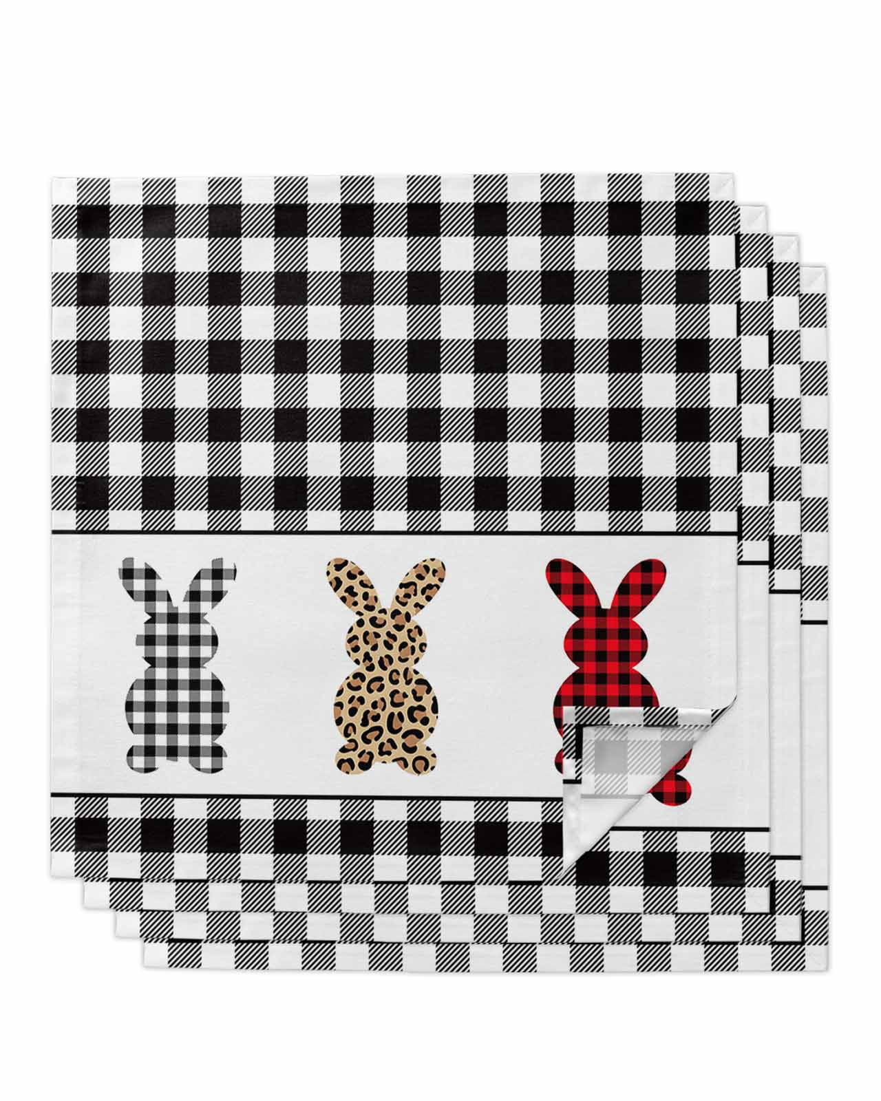 Easter Cloth Napkins Set of 4 Reusable Dinner Napkins, Cartoon Leopard ...