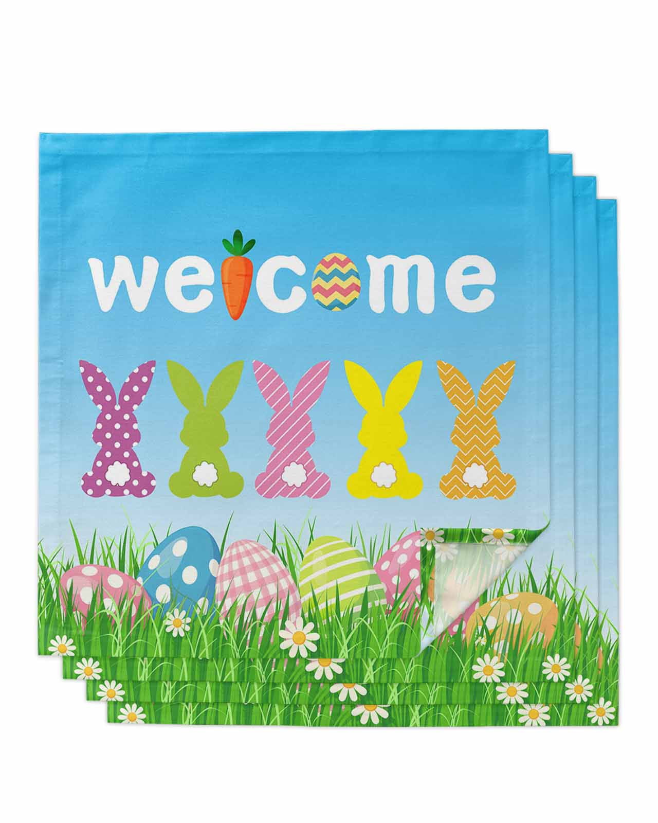 Easter Cloth Napkins Set of 4 Reusable Dinner Napkins, Spring Flora ...