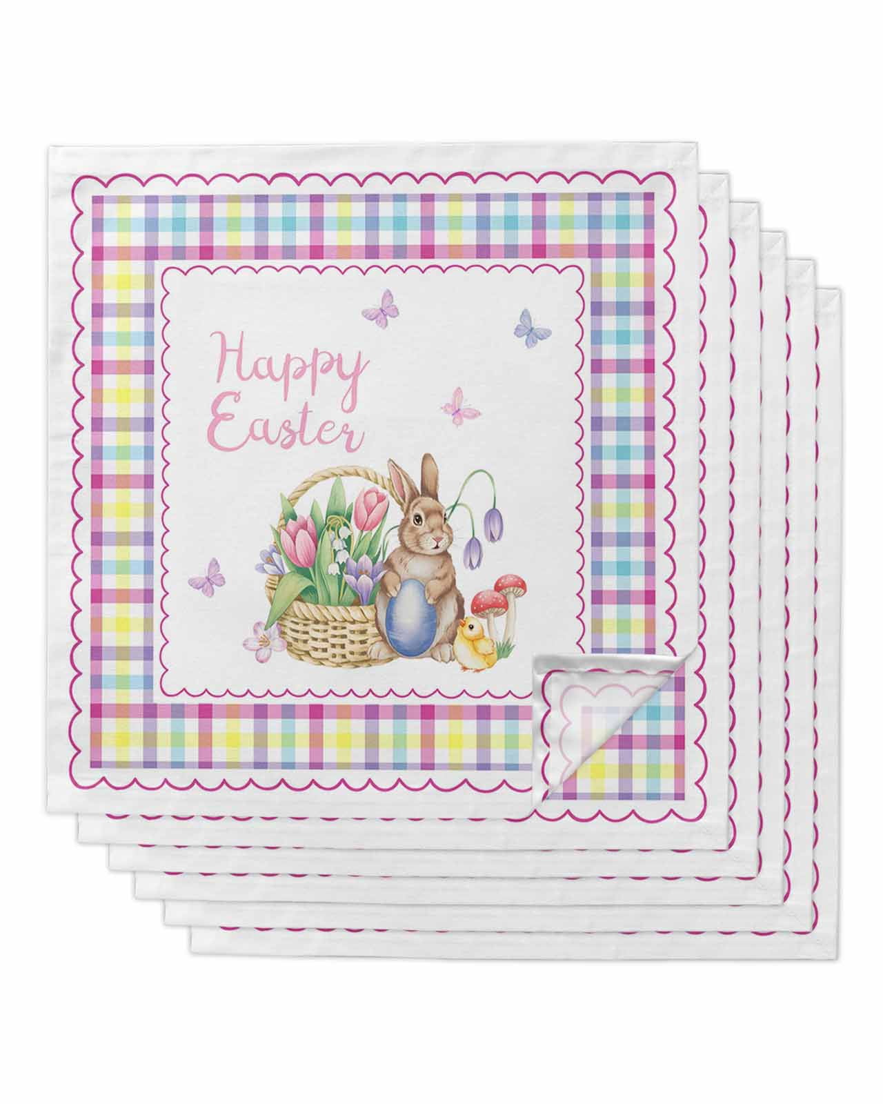 Easter Cloth Napkins Set of 6 Reusable Dinner Napkins, Spring Tulip ...