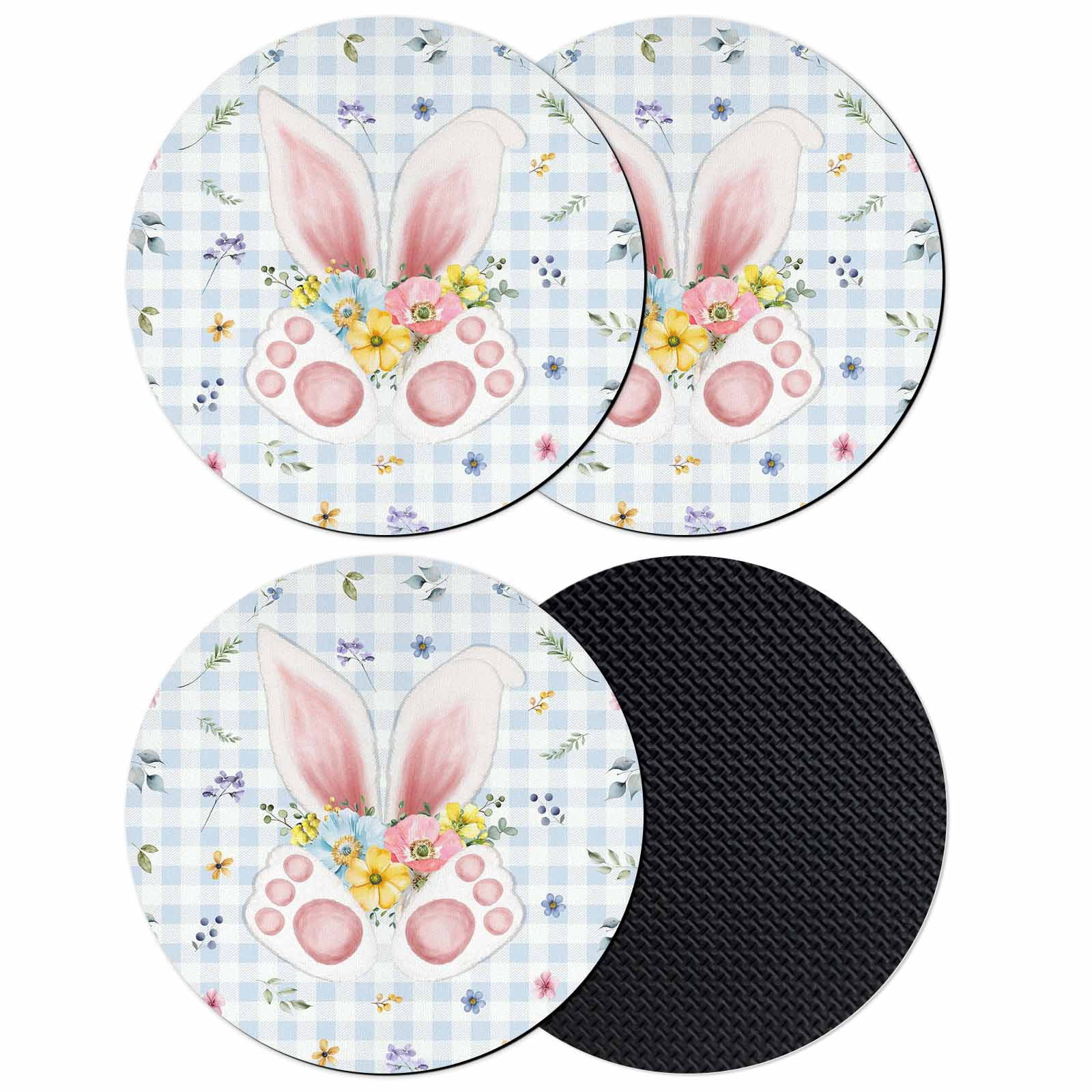 Easter Coasters Set of 4, Absorbent Coasters for Drinks, Spring Rabbits ...