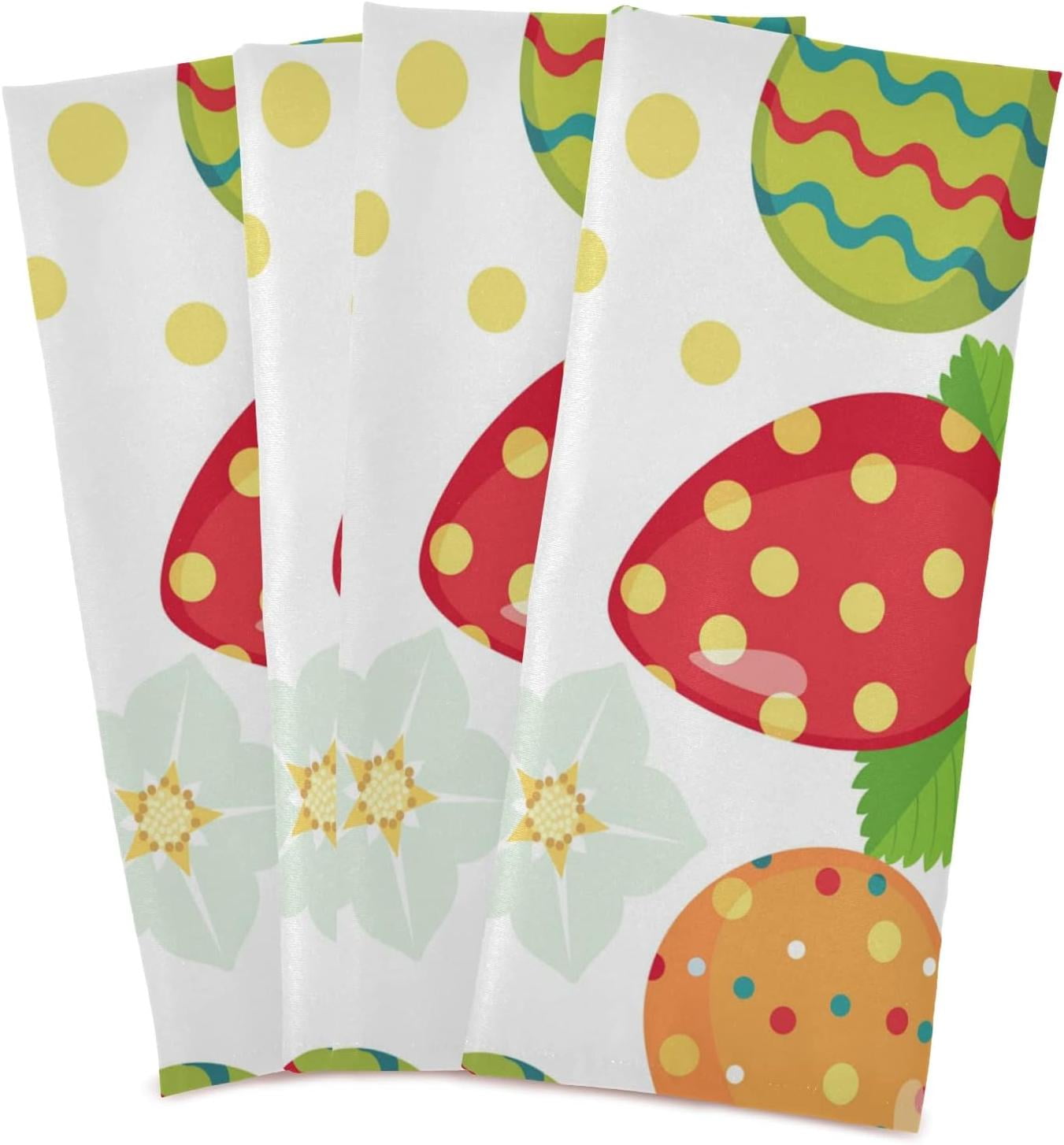 Easter Colored Eggs Kitchen Tea Towels Set of 4 Absorbent Hand Dish ...