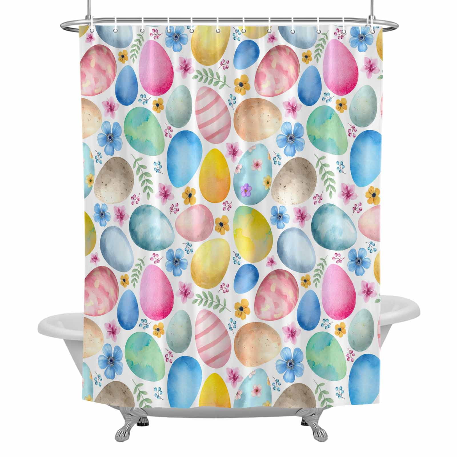 Easter Colored Eggs Shower Curtain for Bathroom, Blue Pink Orange ...