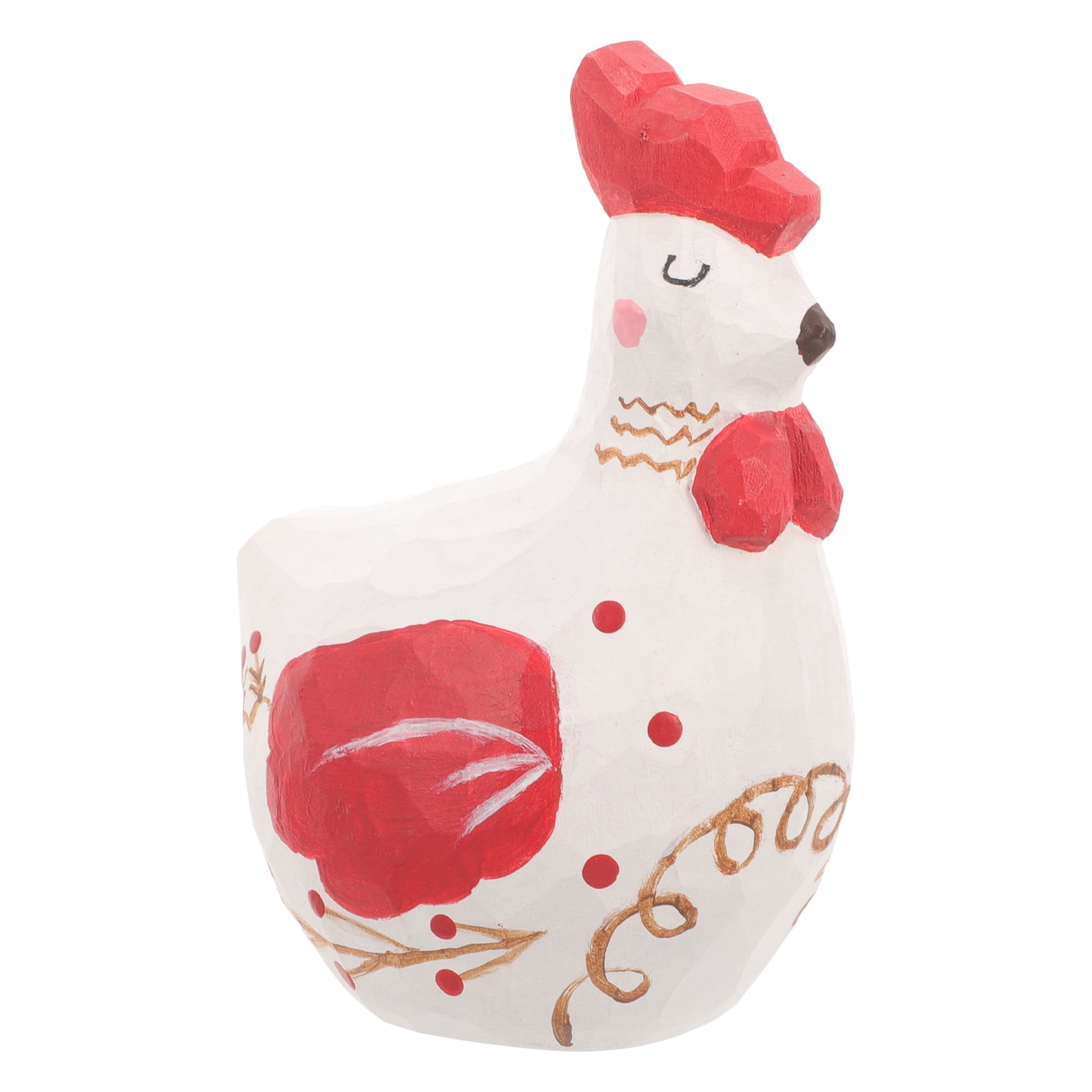 White Hand-Painted Wooden Rooster Statue for Decoration Delicate Small ...