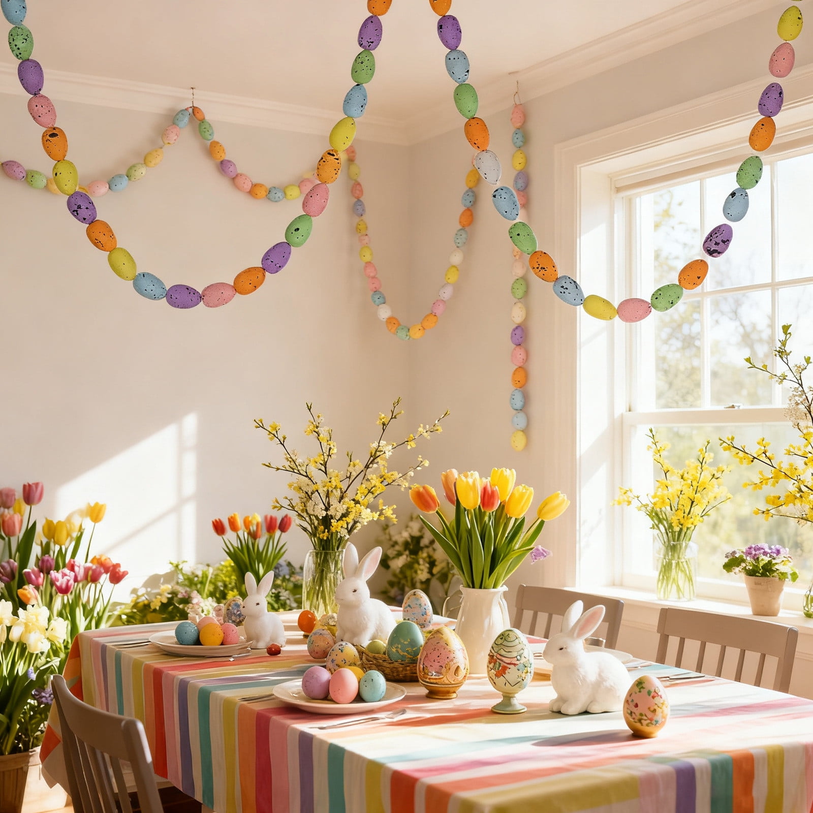 Easter Colorful Eggs Garland DIY Easter Eggs Beaded Wreath, Indoor ...
