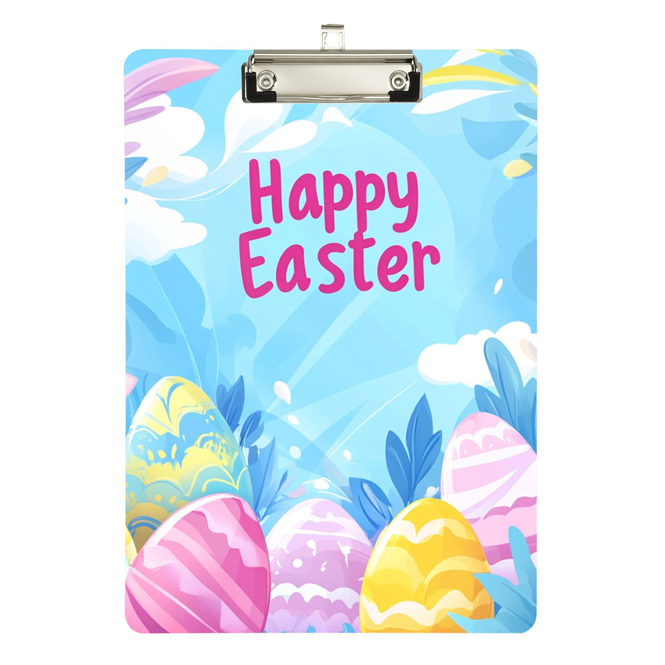 Easter Colorful Eggs and Leaves Acrylic Clipboard Drawing Board ...