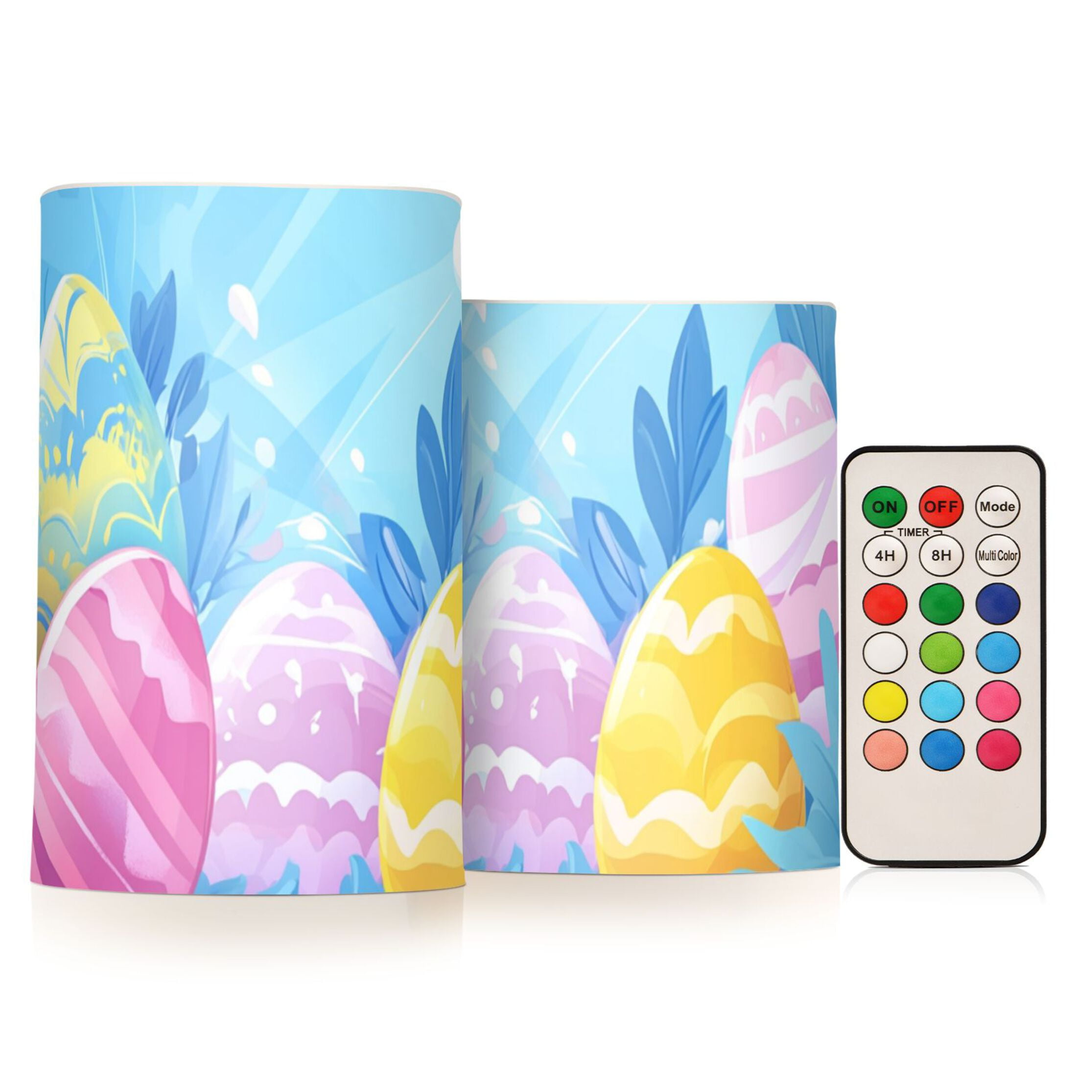 Easter Colorful Eggs and Leaves Flickering Flameless Candles LED ...