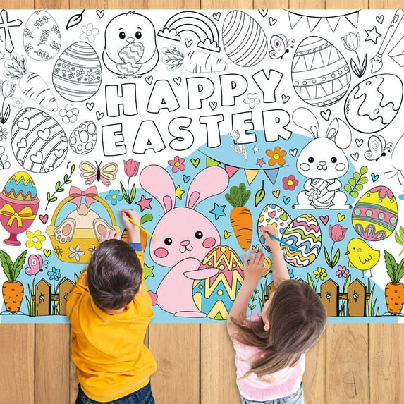 Easter Coloring Poster For Youth & S, Adolescents's Party Disposable ...