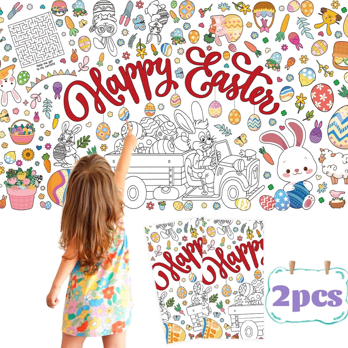 Easter Tablecovr Easter Coloring Tablecloth for Classroom Art Craft ...