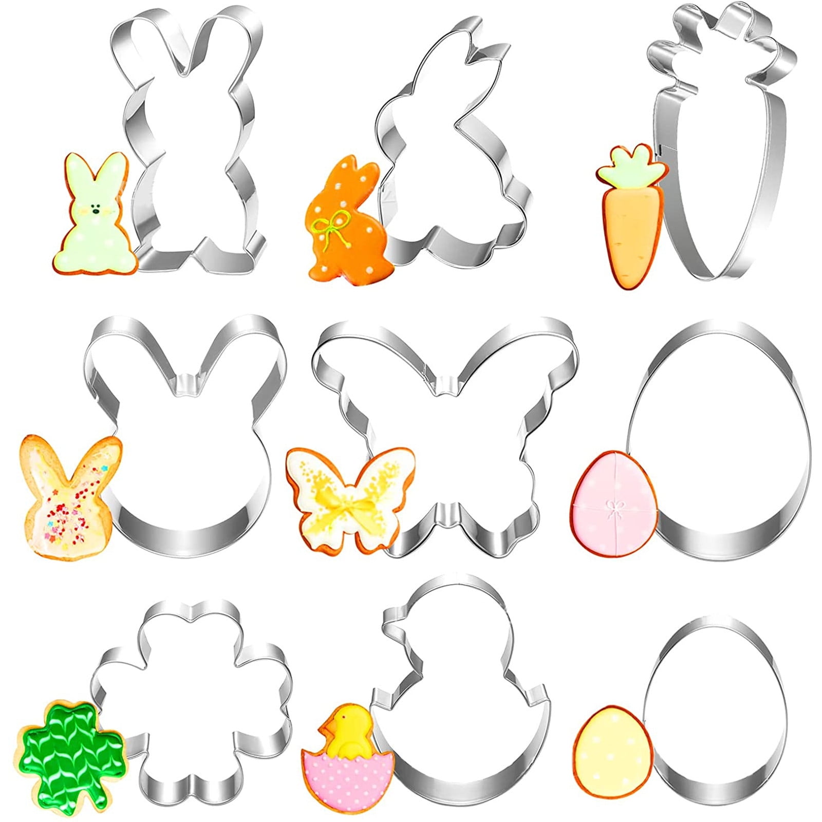 Easter Cookie Cutter Set, 9 PCS Chick Carrot Egg Flower Bunny Rabbite ...