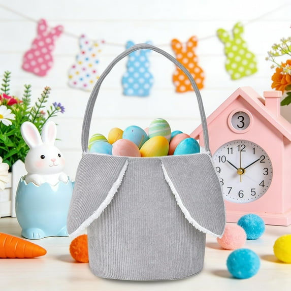 Easter Corduroy Bunny Ear Tote Bag,Handheld Basket Cute Rabbist Ears ...