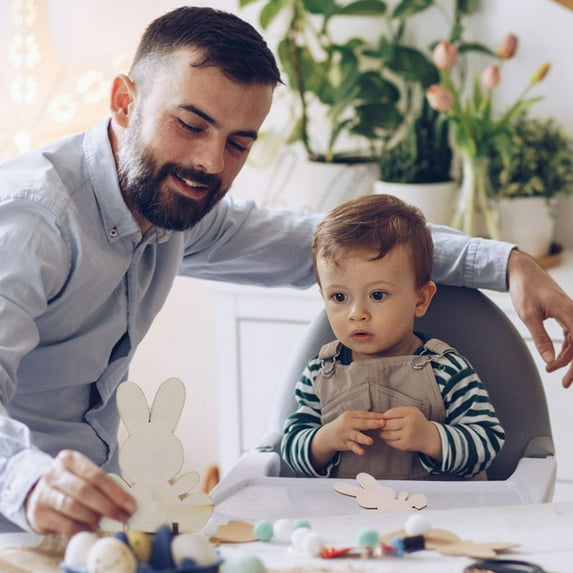 Easter Craft Wood Slices 1Pc 3D Bunny Shape Unfinished Wooden Cutouts ...