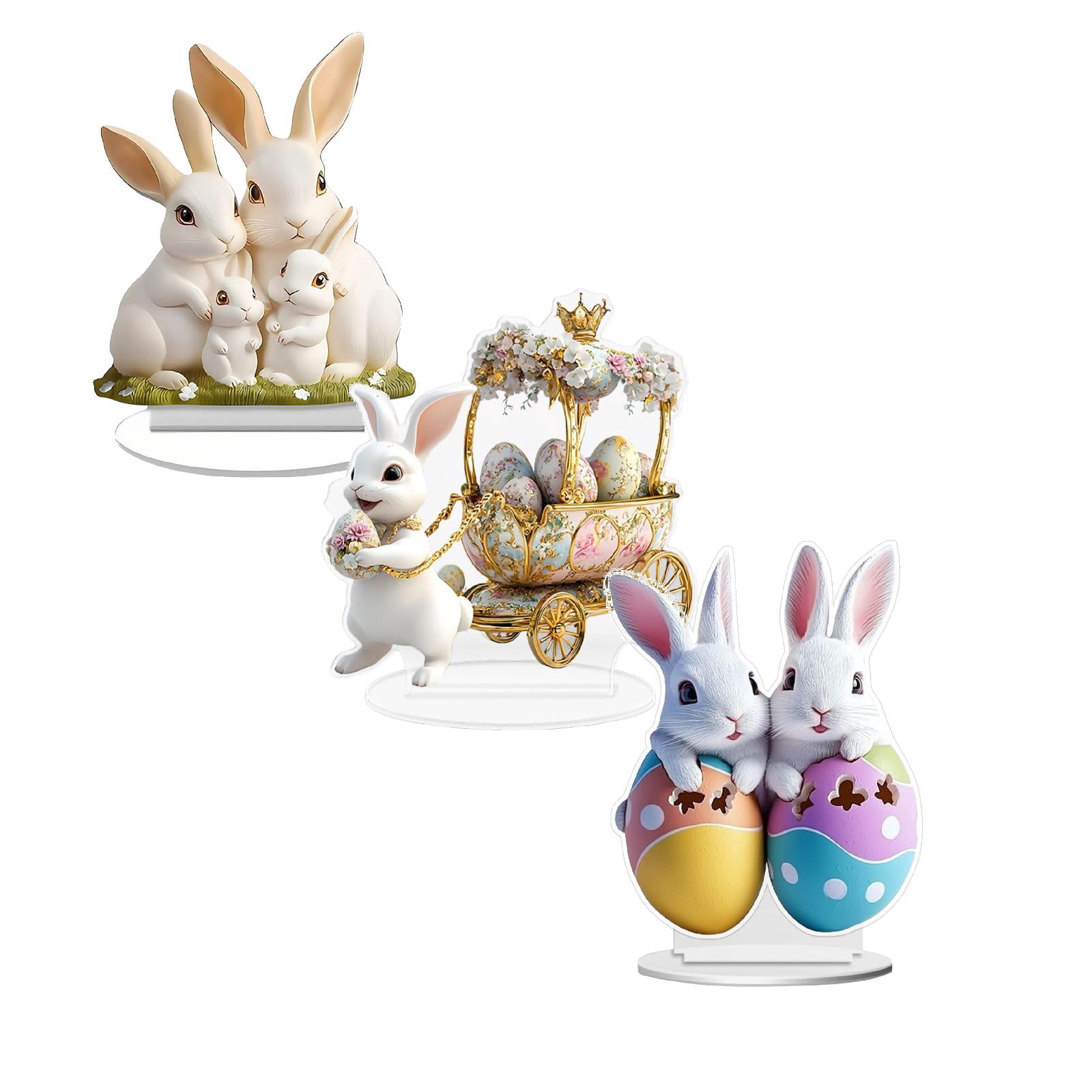 Easter Creative Family Bunny Egg Flower Cart 2D Acrylic Signs Spring ...