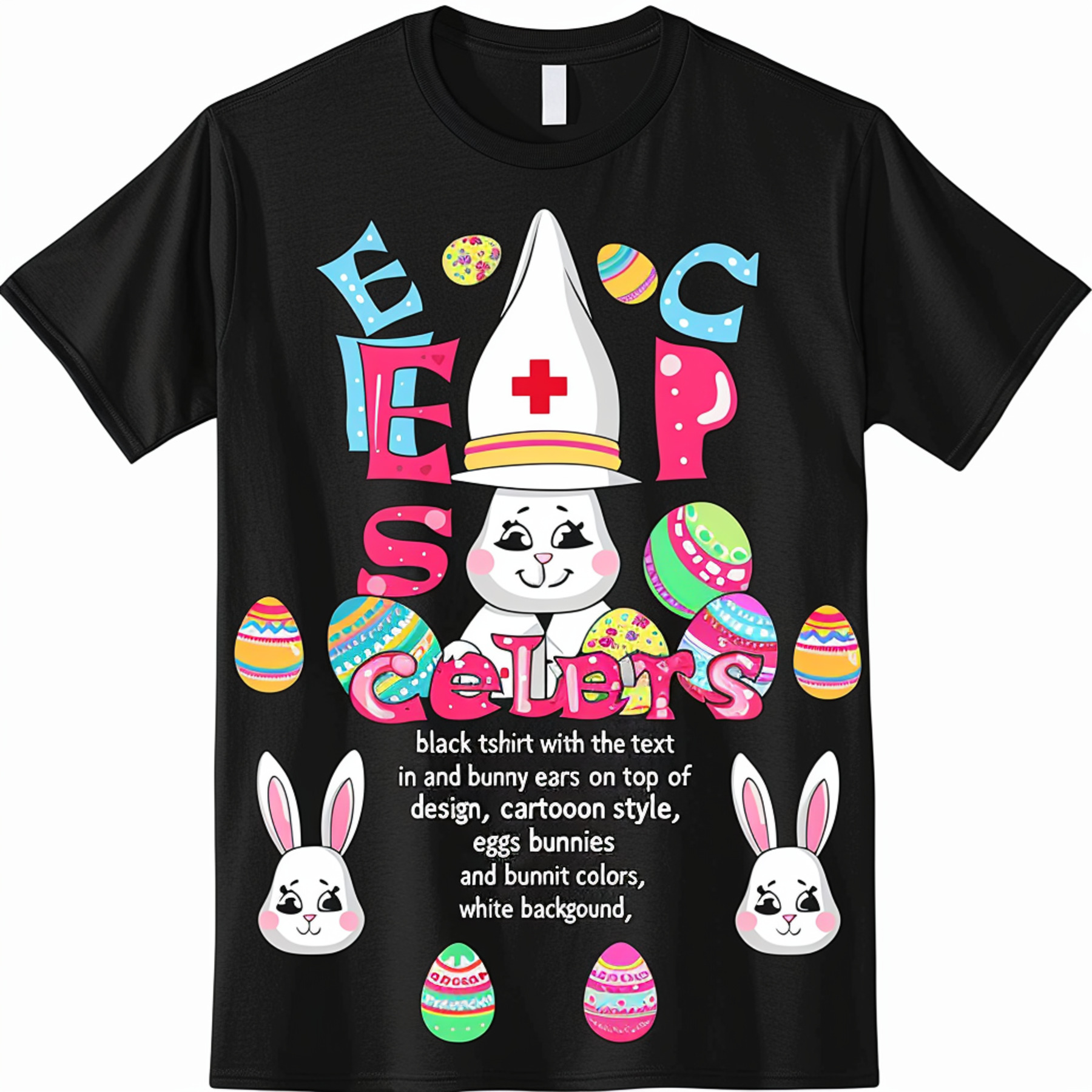 Easter Crew T Shirt: Vibrant Design with Bunny Ears & Eggs Perfect for ...