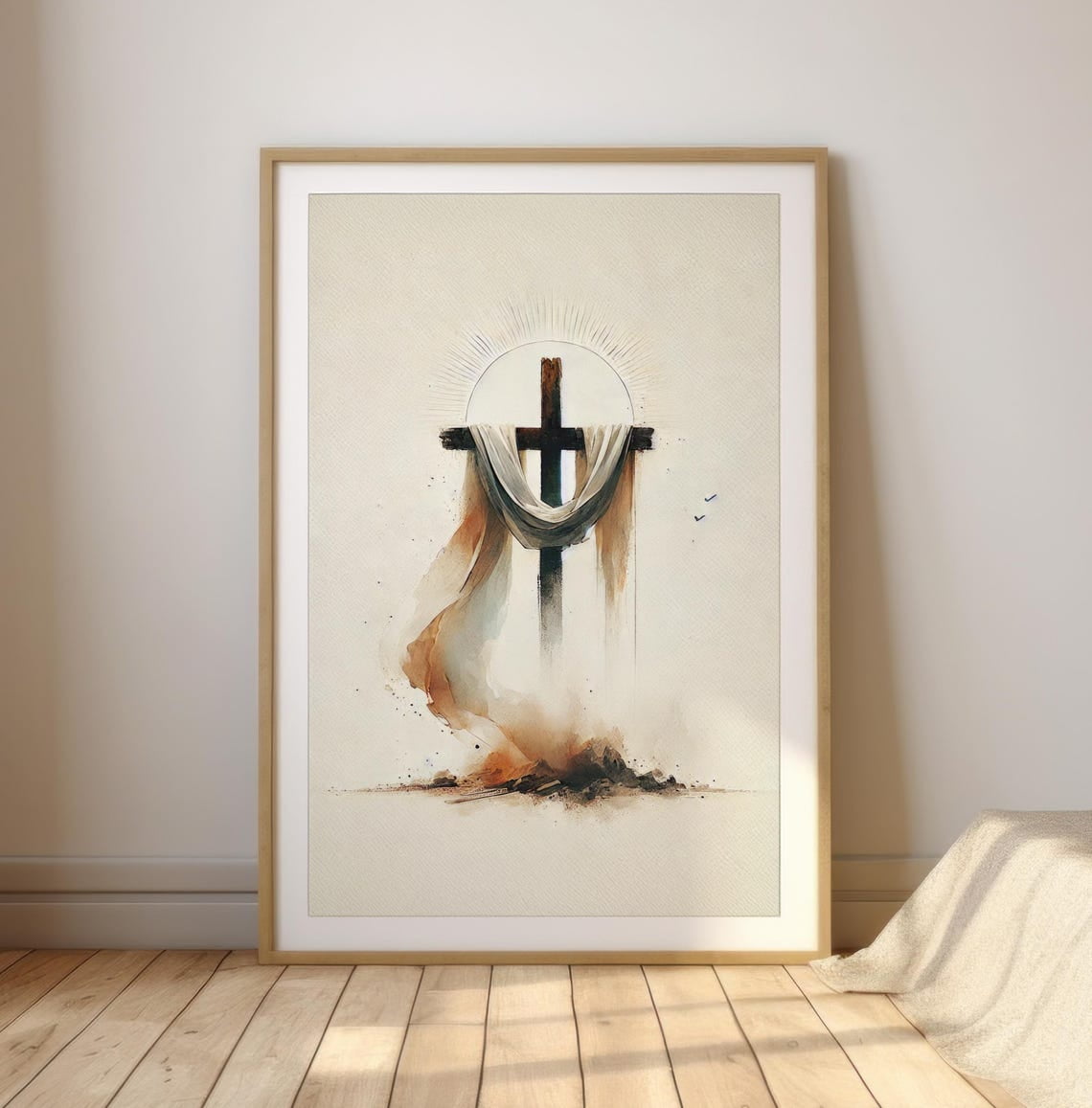 Easter Cross And Shroud, Resurrection Watercolor Print, Unframed Poster ...