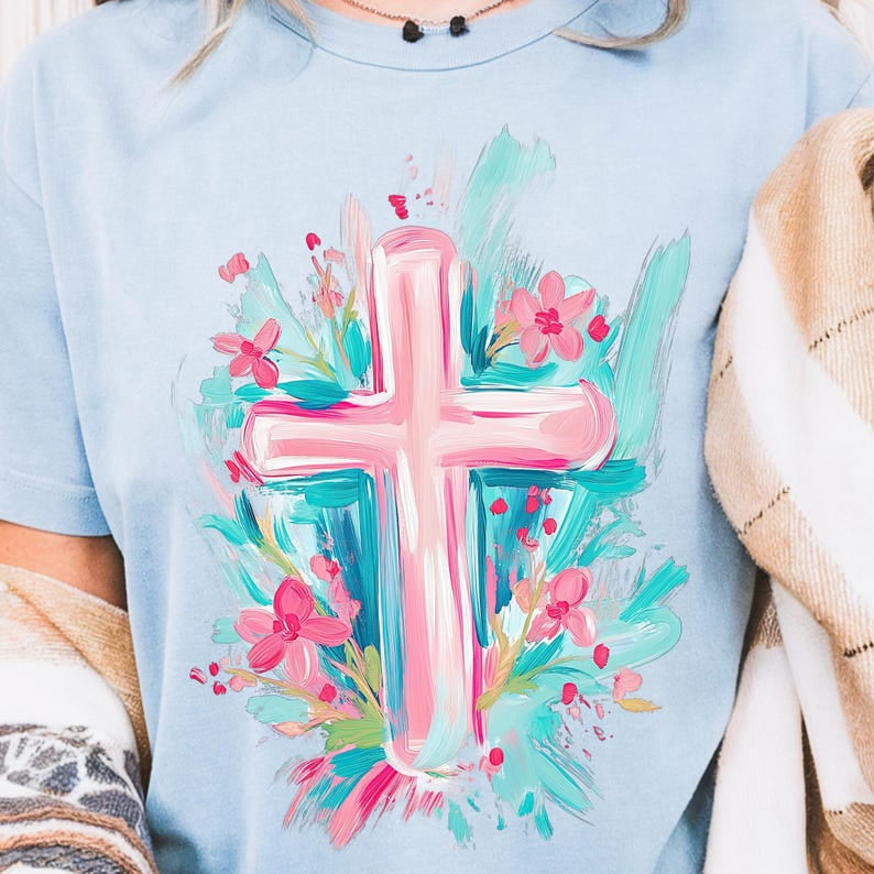 Easter Cross Floral Sweatshirt, Christian Spring Sweatshirt, Preppy ...
