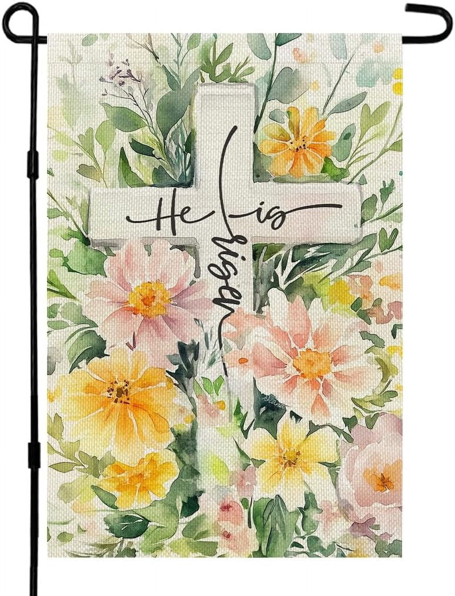 Easter Cross Garden Flag He Is Risen 12x18 Inch Double Sided for ...