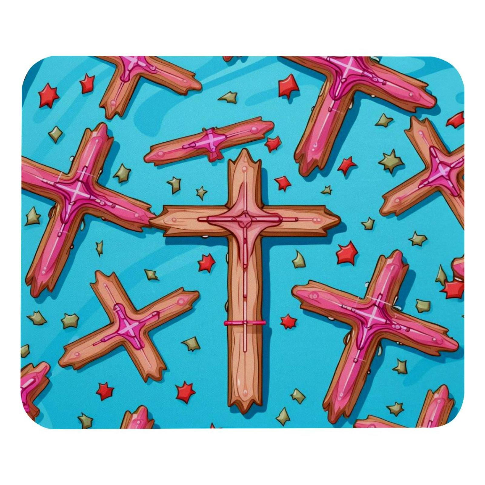 Easter Cross Mouse Pad, Rubber Base Computer Mouse Pads for Wireless ...