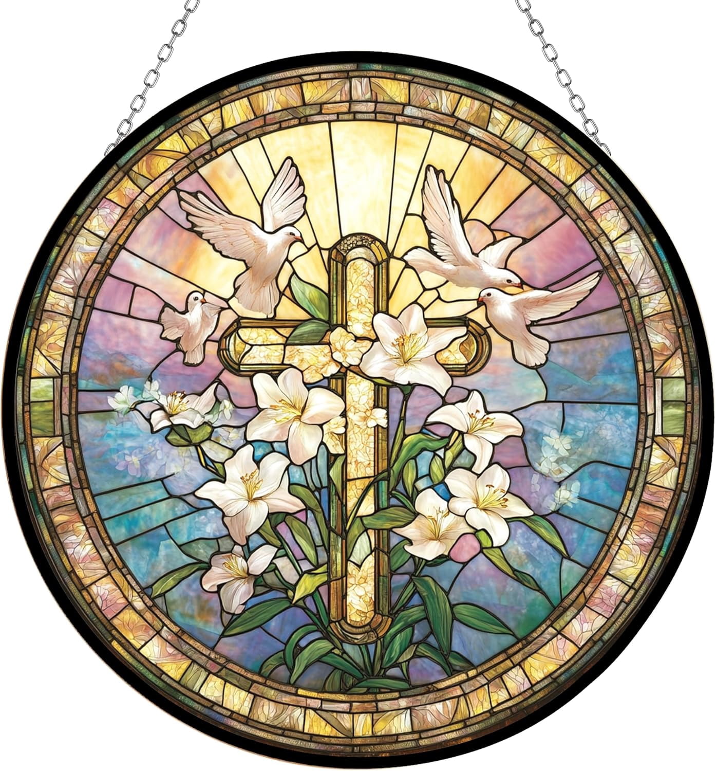 Easter Cross Suncatcher Stained Glass Window Hanging by Clare Donovans ...