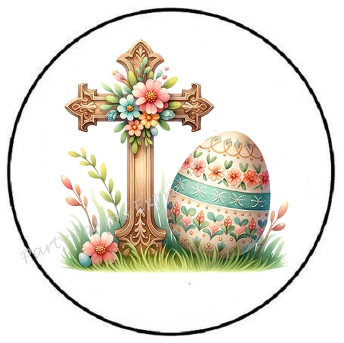 Easter Cross With Easter Egg Stickers Party Favors Phone Decal Water ...