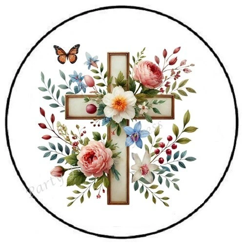 Easter Cross With Floral Stickers Party Favors Phone Decal Water Bottle ...