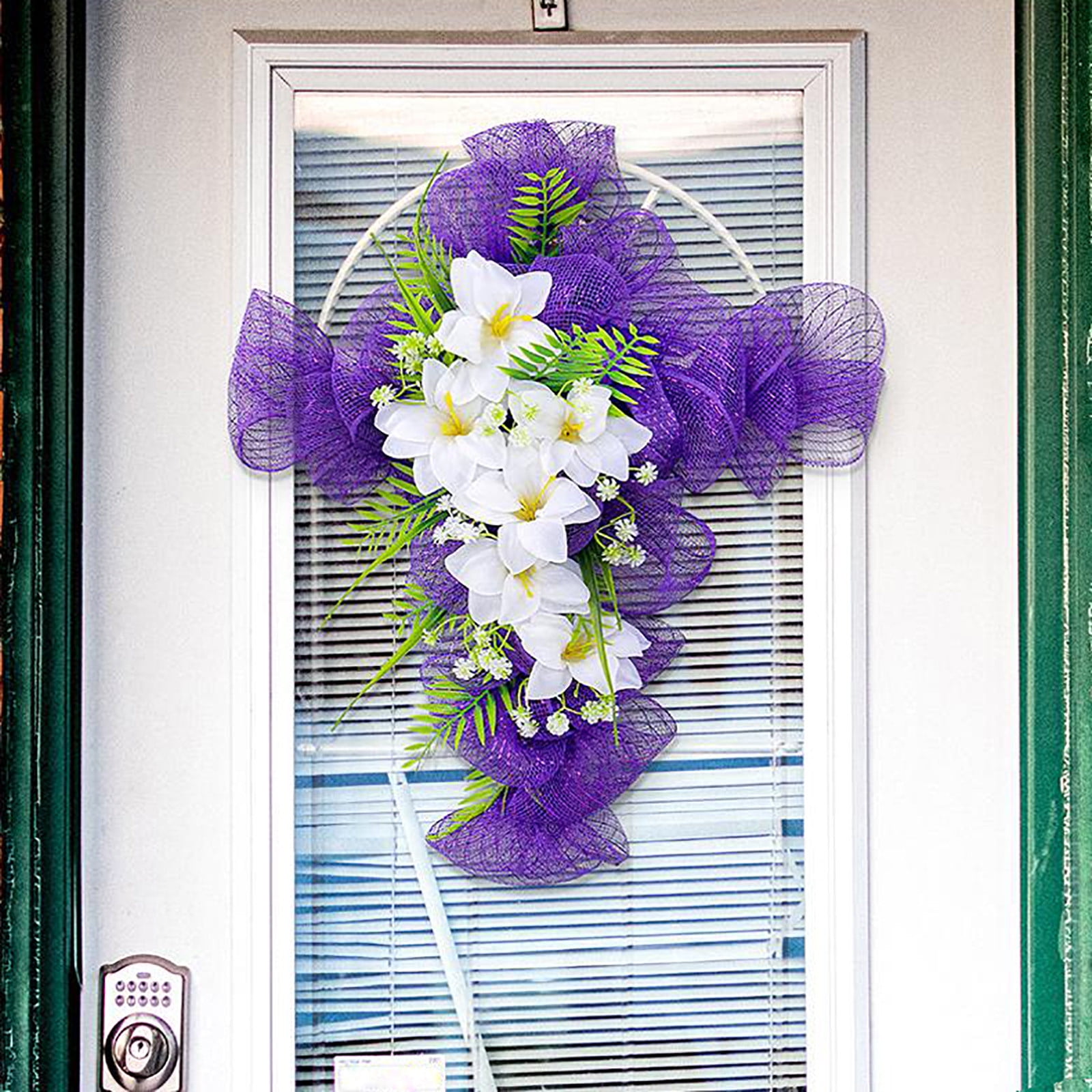 Easter Cross Wreath, Spring Artificial Lily Flower Wreath for Front ...