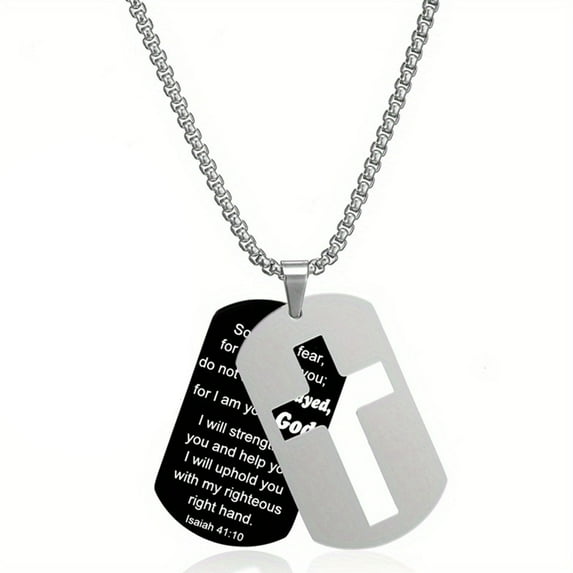 Easter Crucifix Necklace Ti Steel Men's Neck Chain With Bible Charm ...