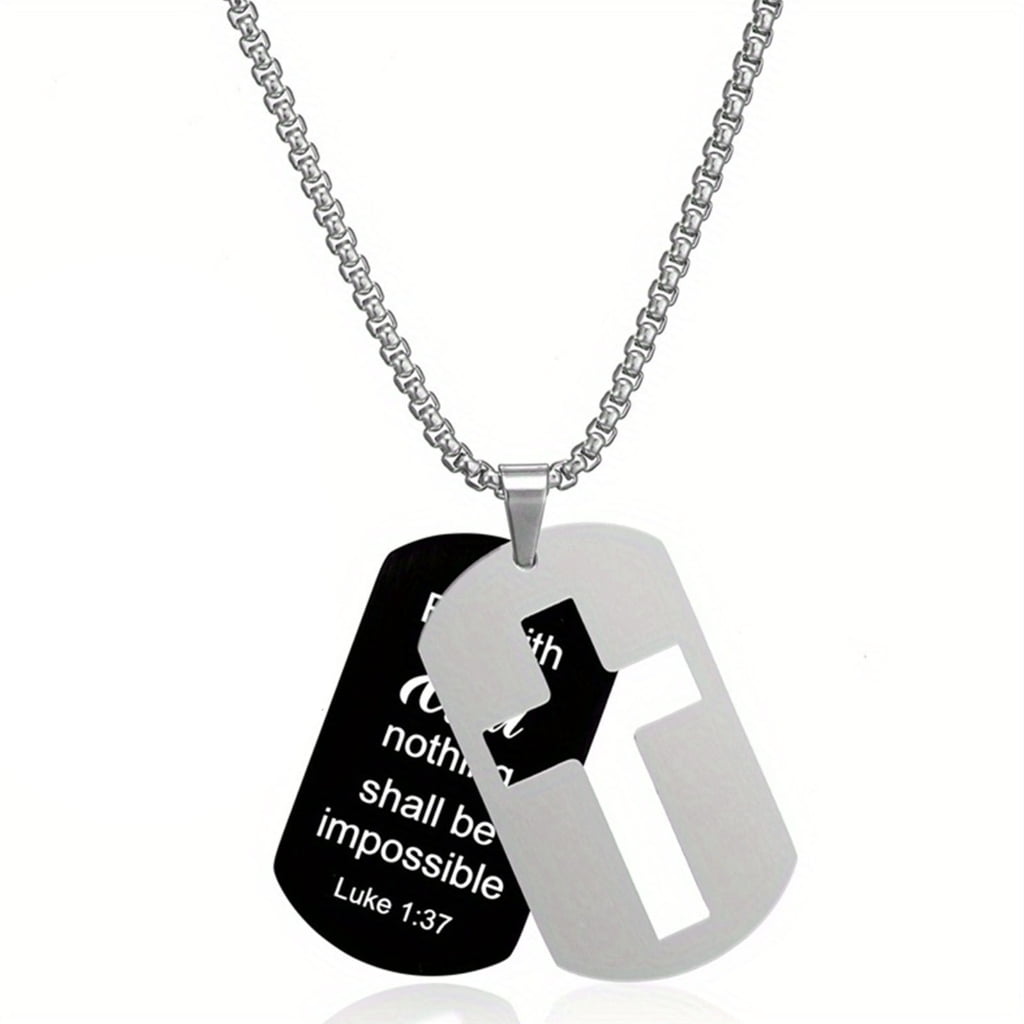 Easter Crucifix Necklace Titanium Steel Men's Neck Chain With Bible ...