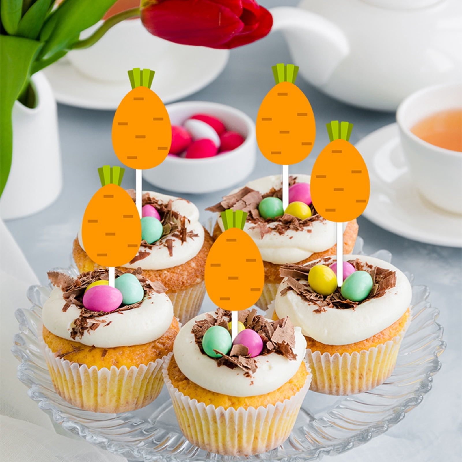 Easter Cupcake Toppers 12pcs Carrot Cake Decorations Party Spring ...