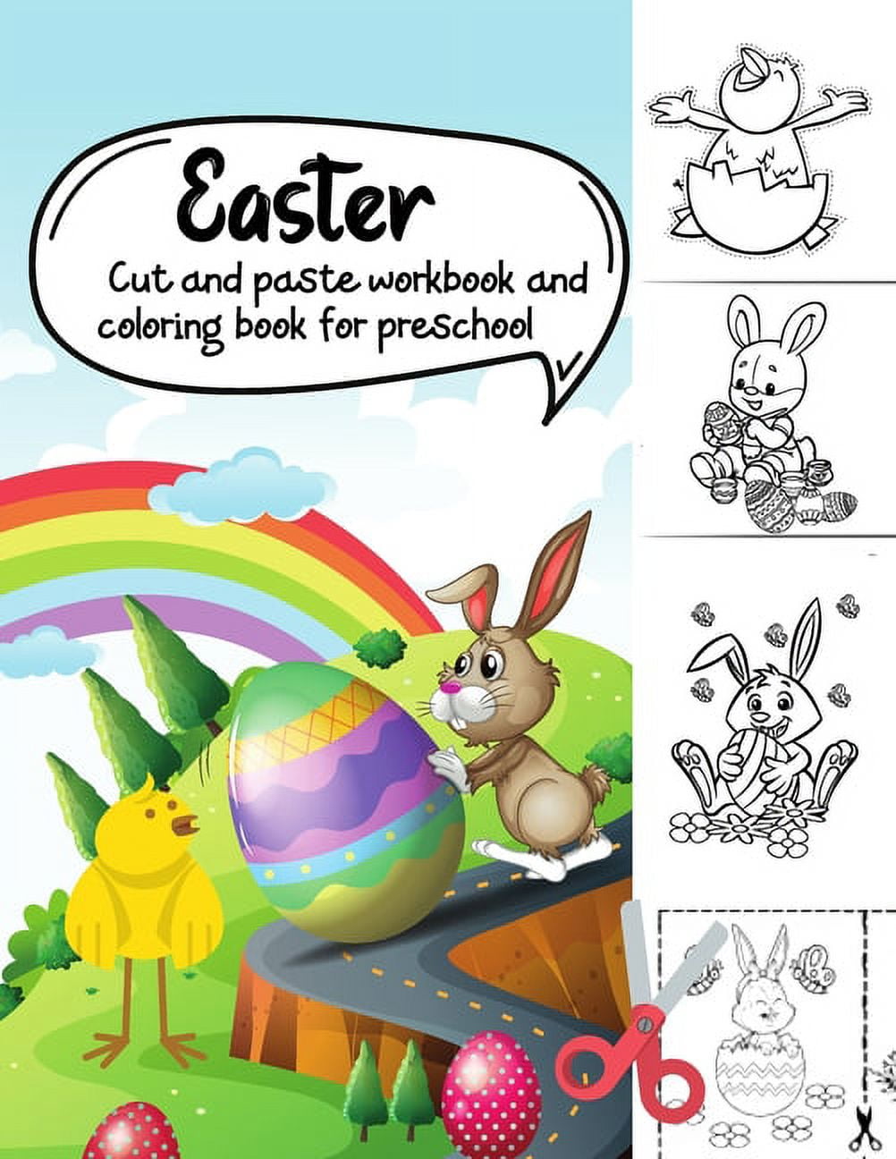 Easter Cut and Paste Workbook & Coloring Book for Preschool: A fun ...