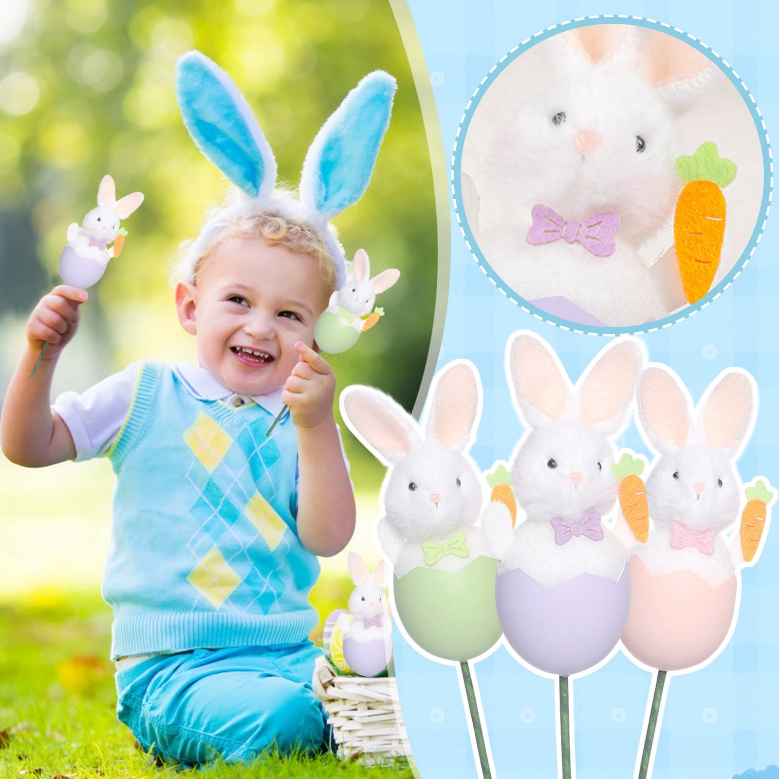 Easter Cute Bunny Twig Bouquet Accessories Doll Decoration, 1Pc Plush ...