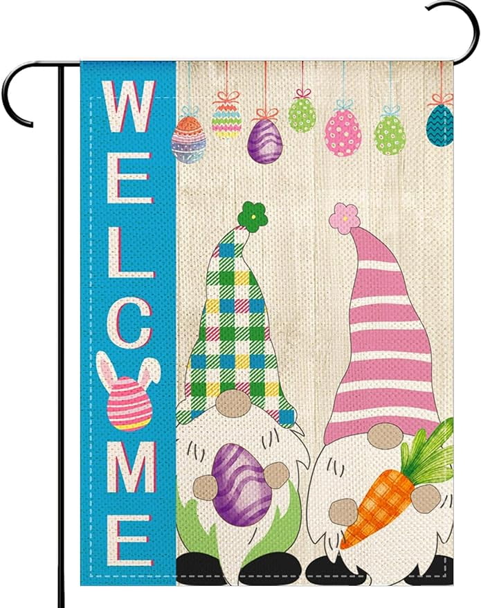Easter Cute Gnomes Eggs Welcome Garden Flag Vertical Double Sided 12 ...