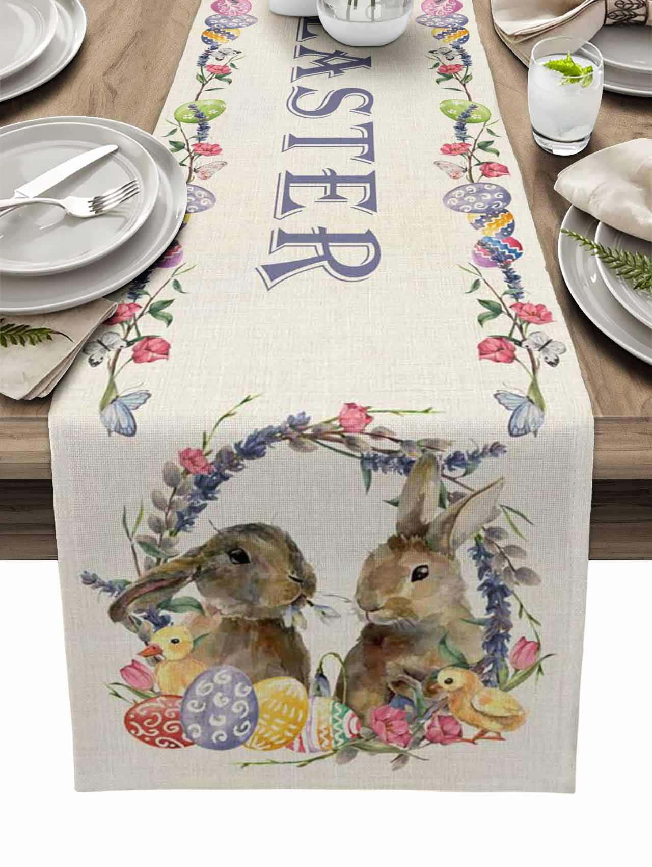 Popular Rabbit Print Easter Table Runner Spring Summer Seasonal ...