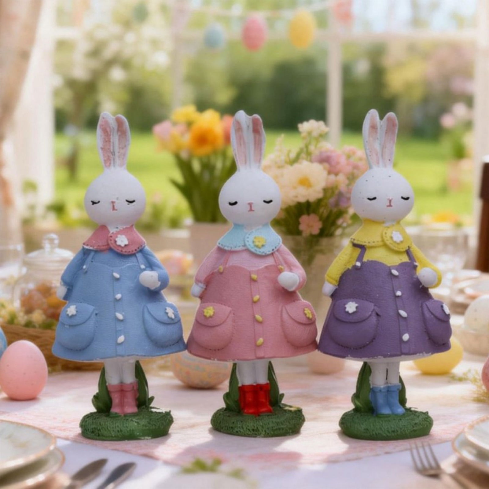 Easter Cute Resin Rabbits Ornament - Home Garden Decoration Supplies ...