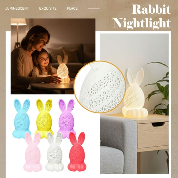Easter Cutout Bunny Nightlight - Multi-Color Rabbit Night Lamp for ...