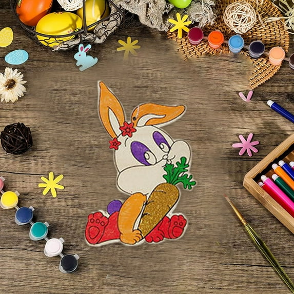 Easter DIY Wooden Art Board, Rabbit Egg Coloring Picture for Parent ...