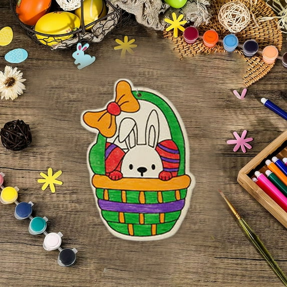 Easter DIY Wooden Art Board, Rabbit Egg Coloring Picture for Parent ...
