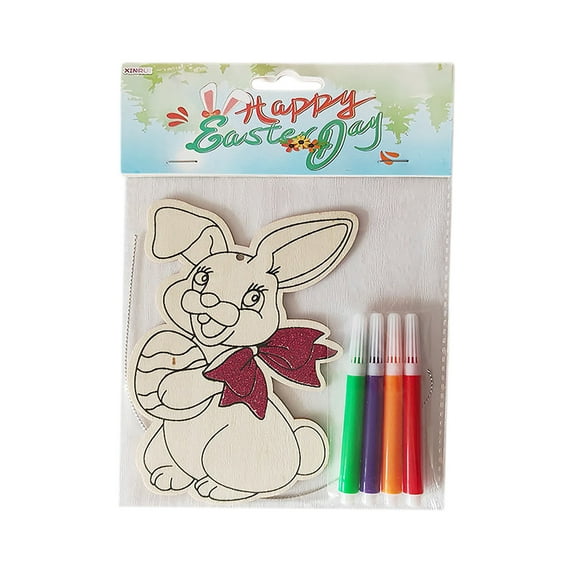 Easter DIY Wooden Painting Board Craft Kit for Kids Rabbit Project ...