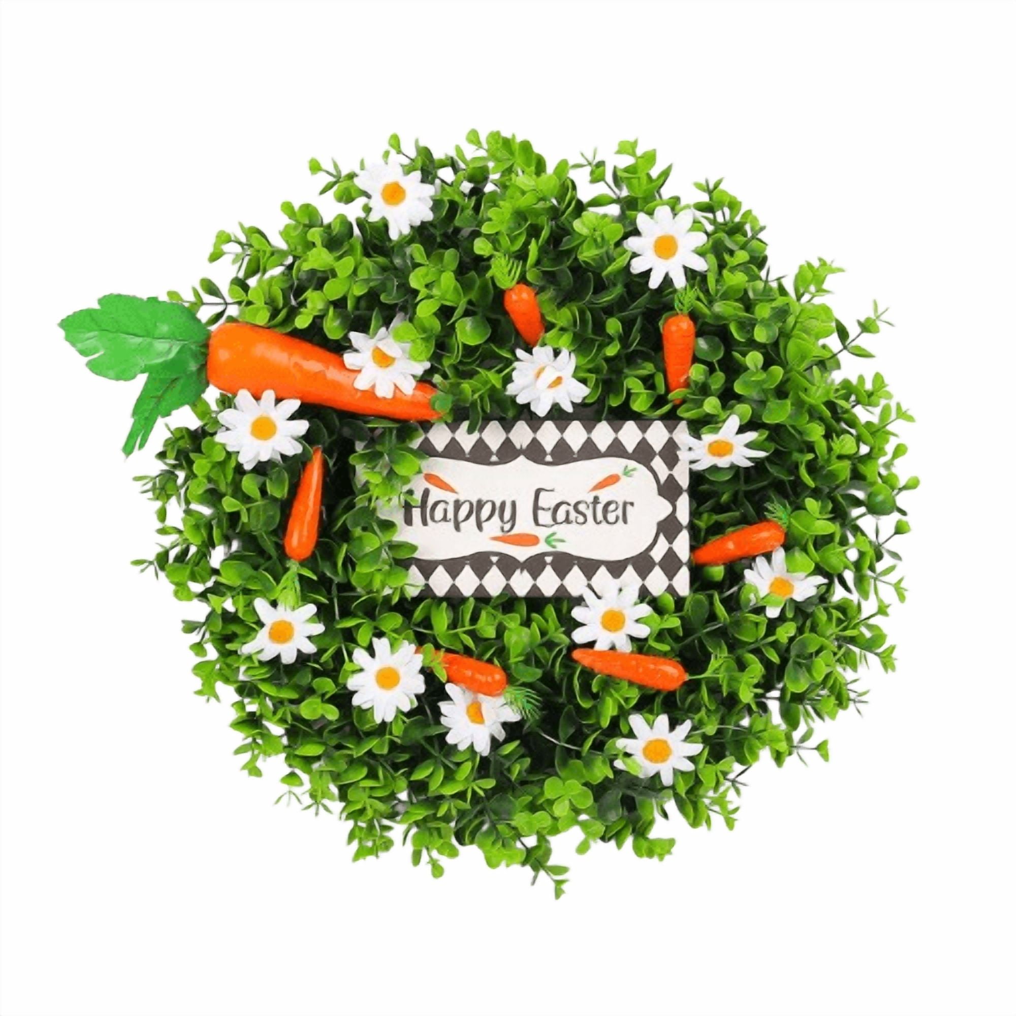 Easter Daisy Carrot Eucalyptus Leaf Banner Wreath Spring Artificial ...