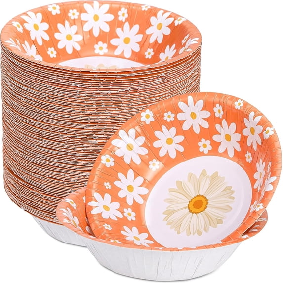 Easter Daisy Flower Print Paper Bowls, Party Supplies Bulk Round ...