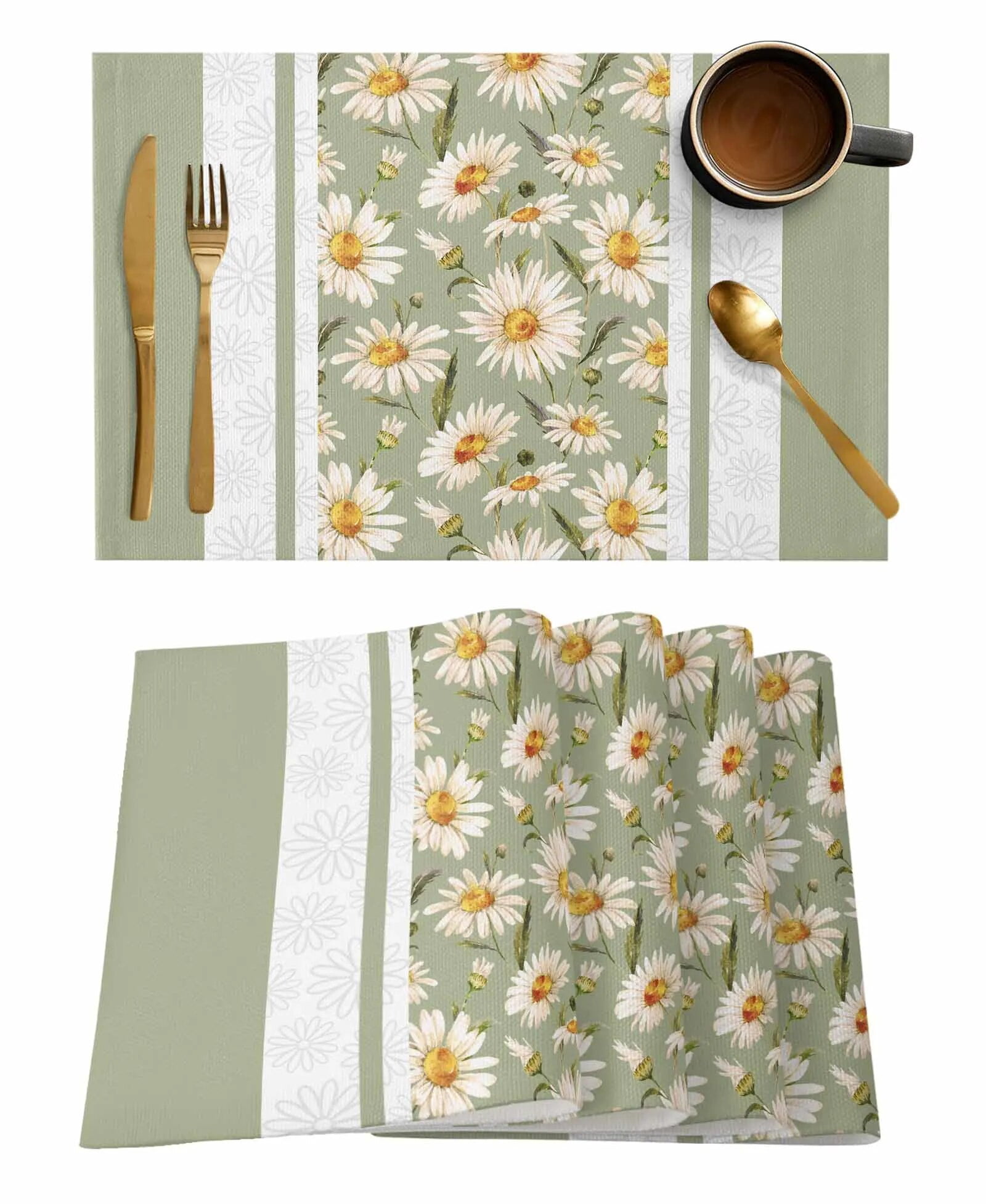 Easter Daisy Texture Green Spring Kitchen Dining Table Decor ...