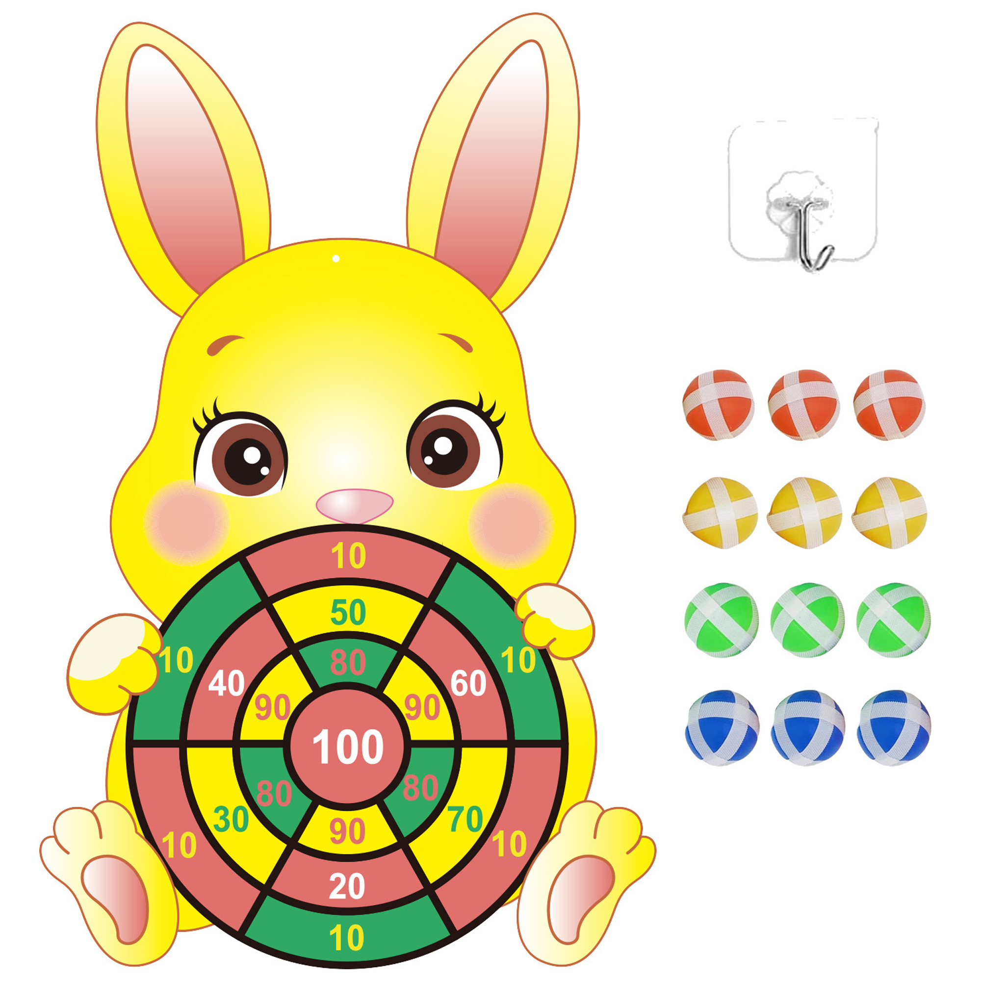 Easter Dartboard Toy Sticky Ball Rabbit Dart Plate Throw Plaything ...