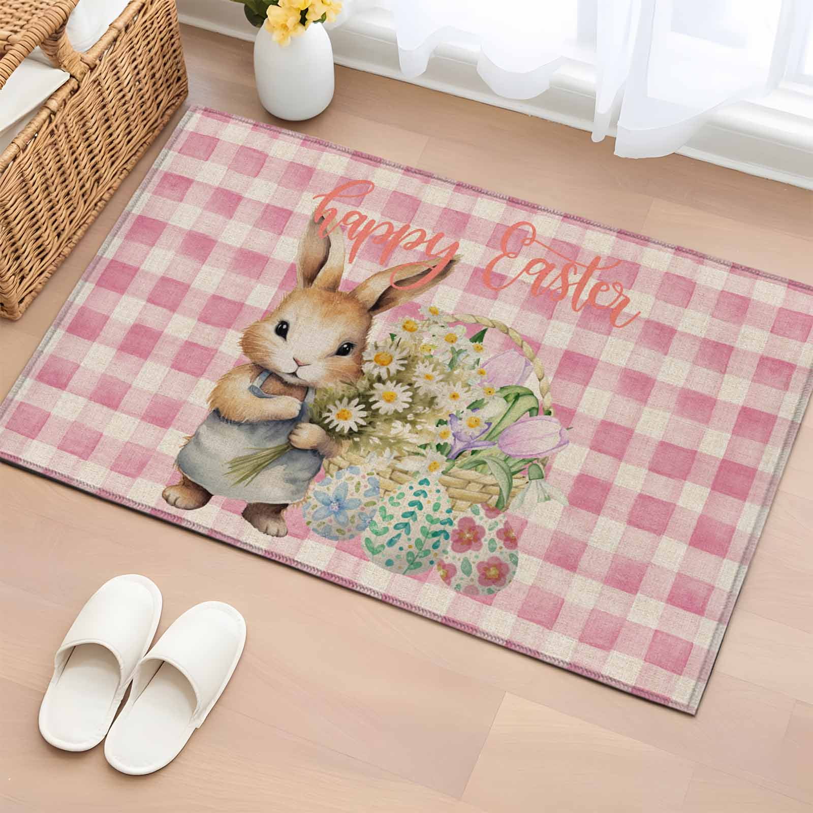 Easter Day,Bathroom Mats 2x3 FT,Non Slip Small Kitchen Mat,Easter Bunny ...